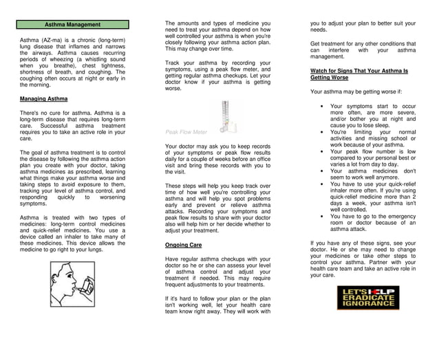 Asthma management-pamphlet | PPT