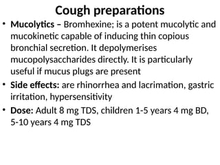 Asthma and Cough, PHARMACOLOGY OF DISEASE AFFECTING THE RESPIRATORY ...