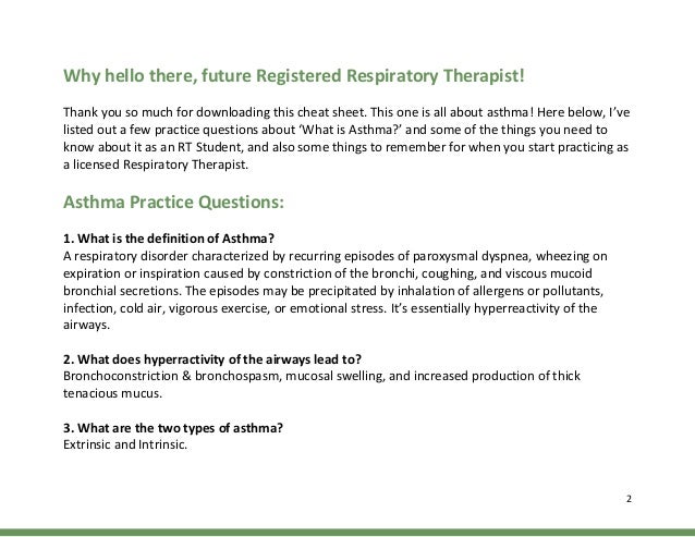 Asthma cheatsheet | PDF