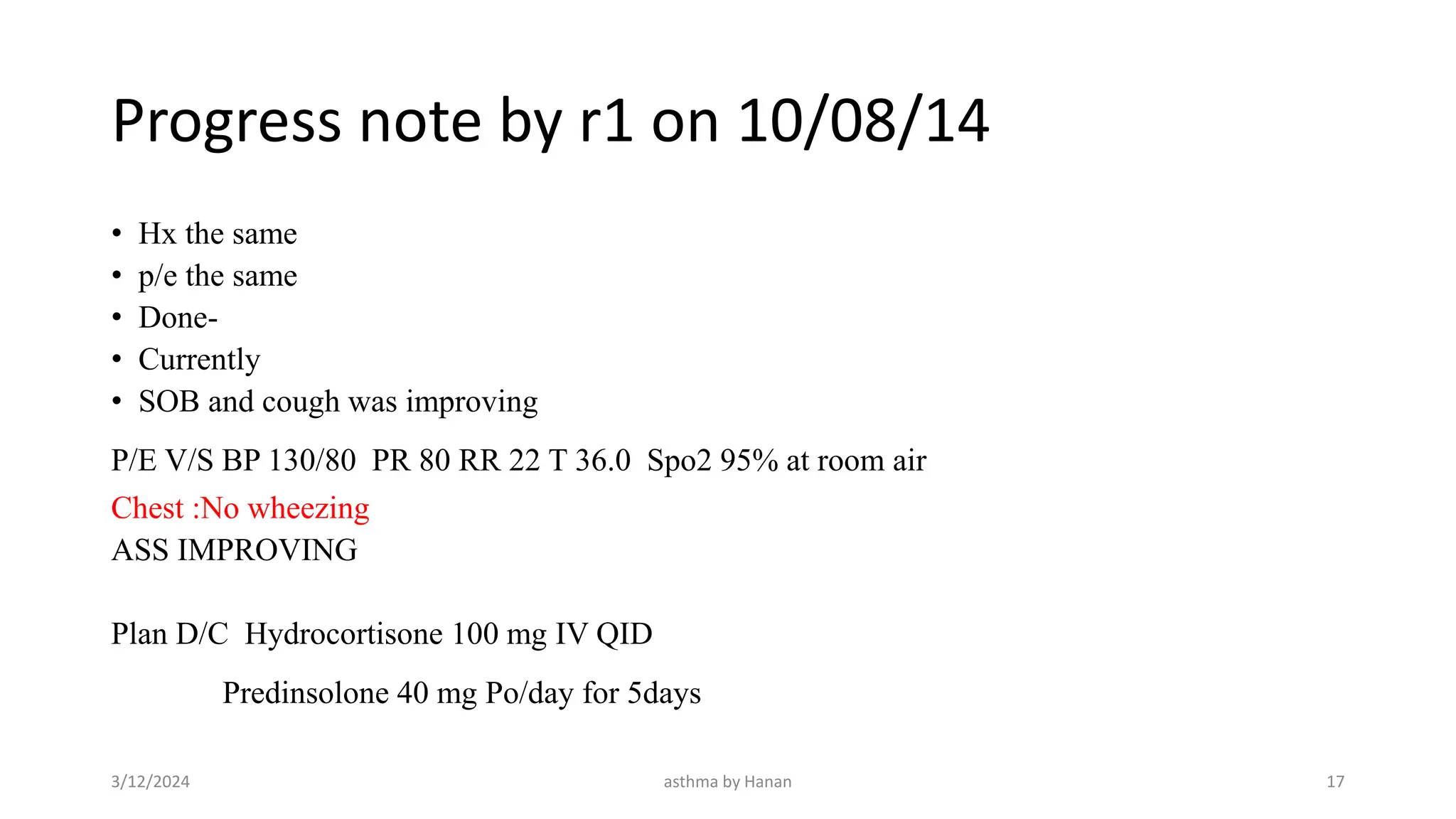 Case presentation on acute exacerbation of bronchial asthma | PPTX
