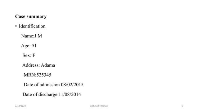 Case presentation on acute exacerbation of bronchial asthma | PPTX