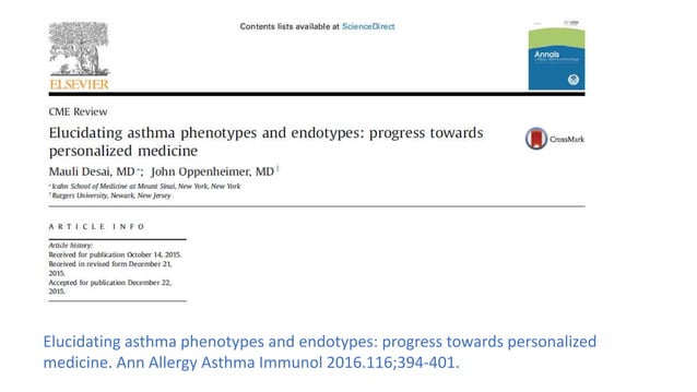 Asthma endotypes and phenotypes; targeted therapy | PPTX