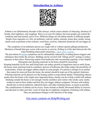Asthma Essay | PDF