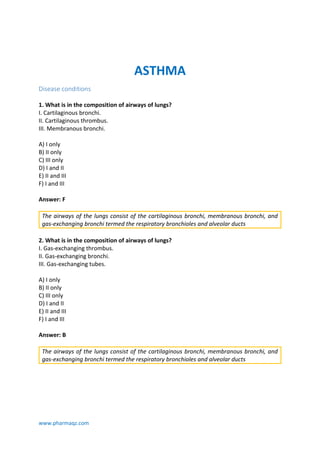 Asthma free copy 100 mcqs | PDF