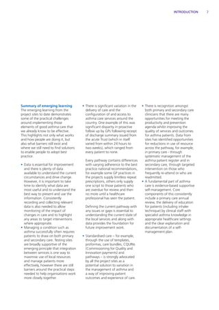Improving adult asthma care: emerging learning from the national improvement projects | PDF