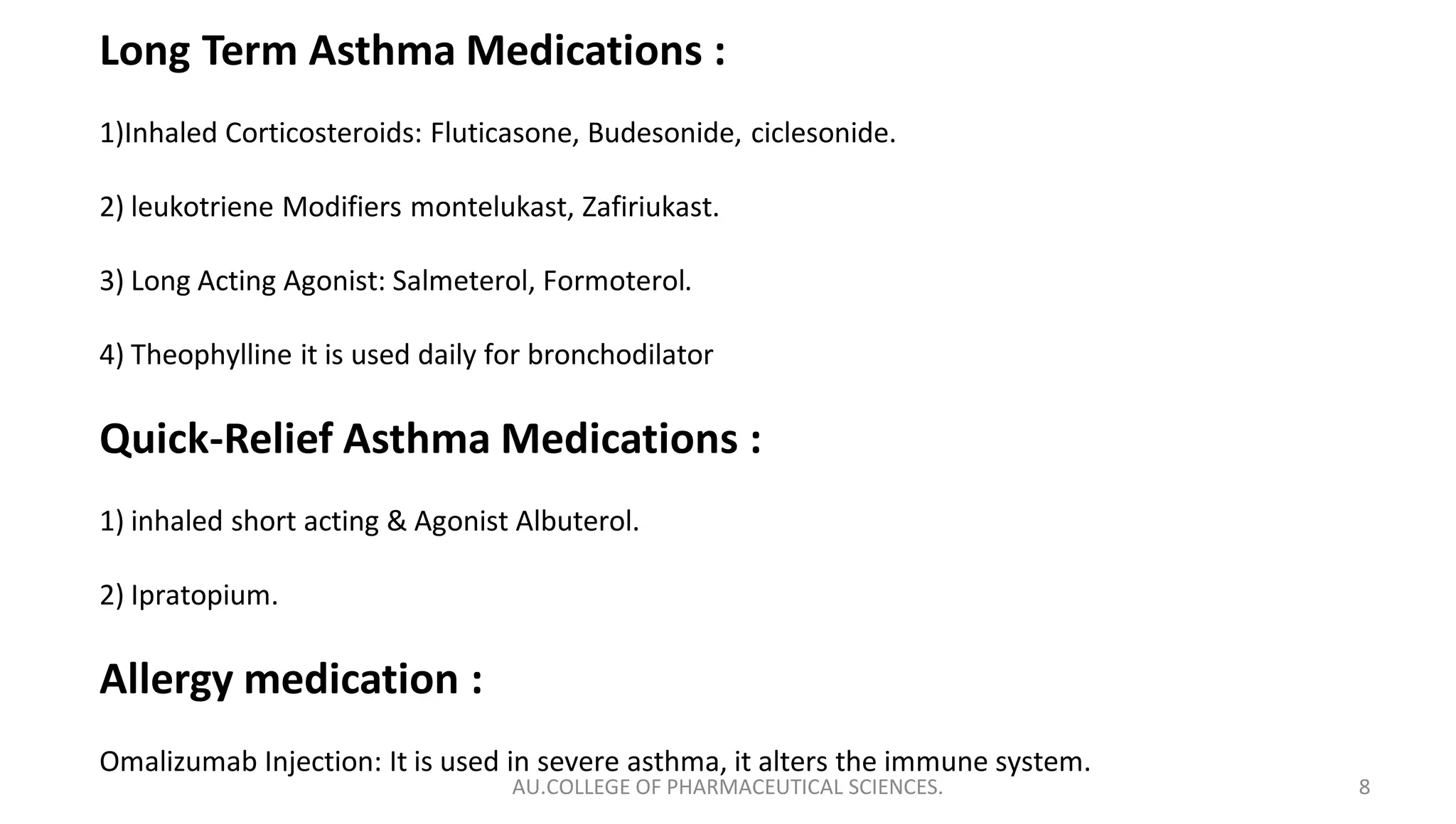 Pharmacotherapeutics of Asthma and COPD | PPTX