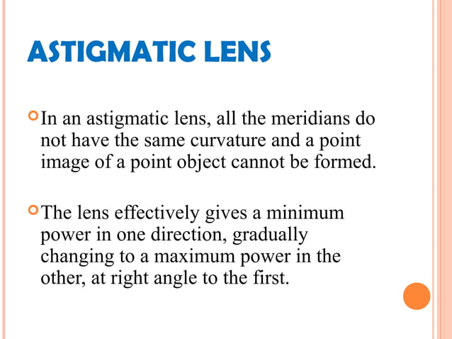 Astigmatic lens | PPT