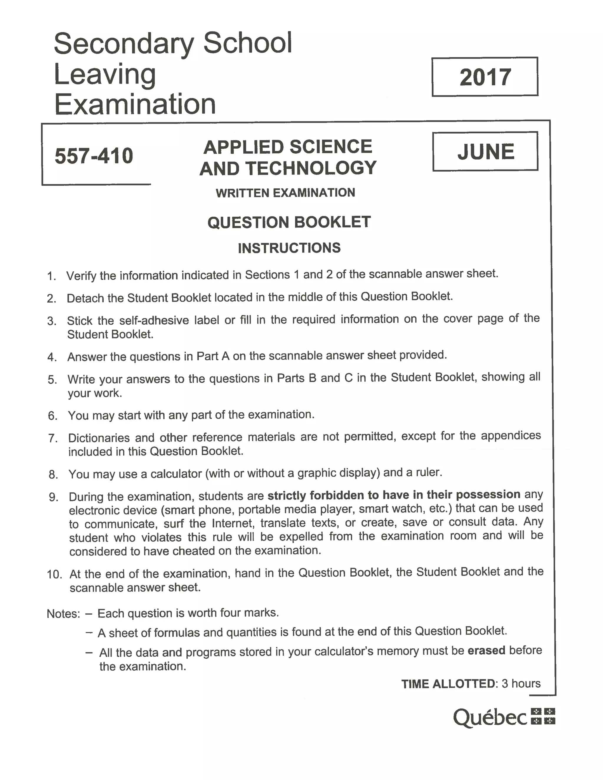 Grade 10 Science 2017 Exam | PDF