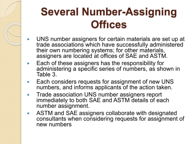 Numbering Metals and Alloy (UNS)ASTM – E 527 - 83 | PPT
