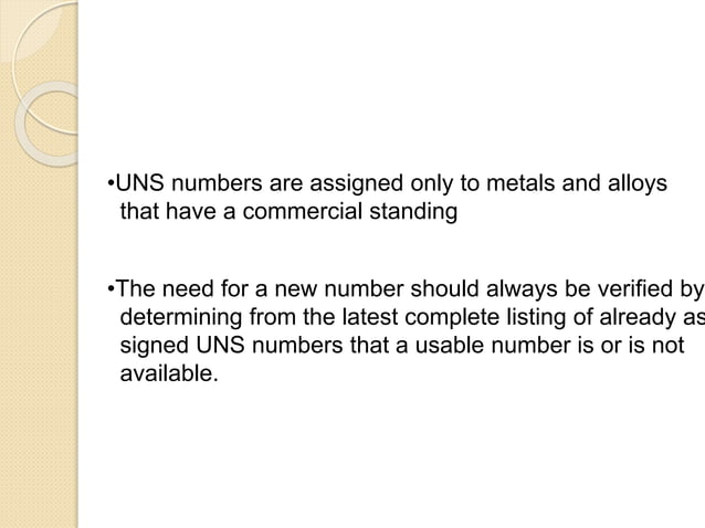 Numbering Metals and Alloy (UNS)ASTM – E 527 - 83 | PPT
