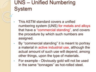 Numbering Metals and Alloy (UNS)ASTM – E 527 - 83 | PPT