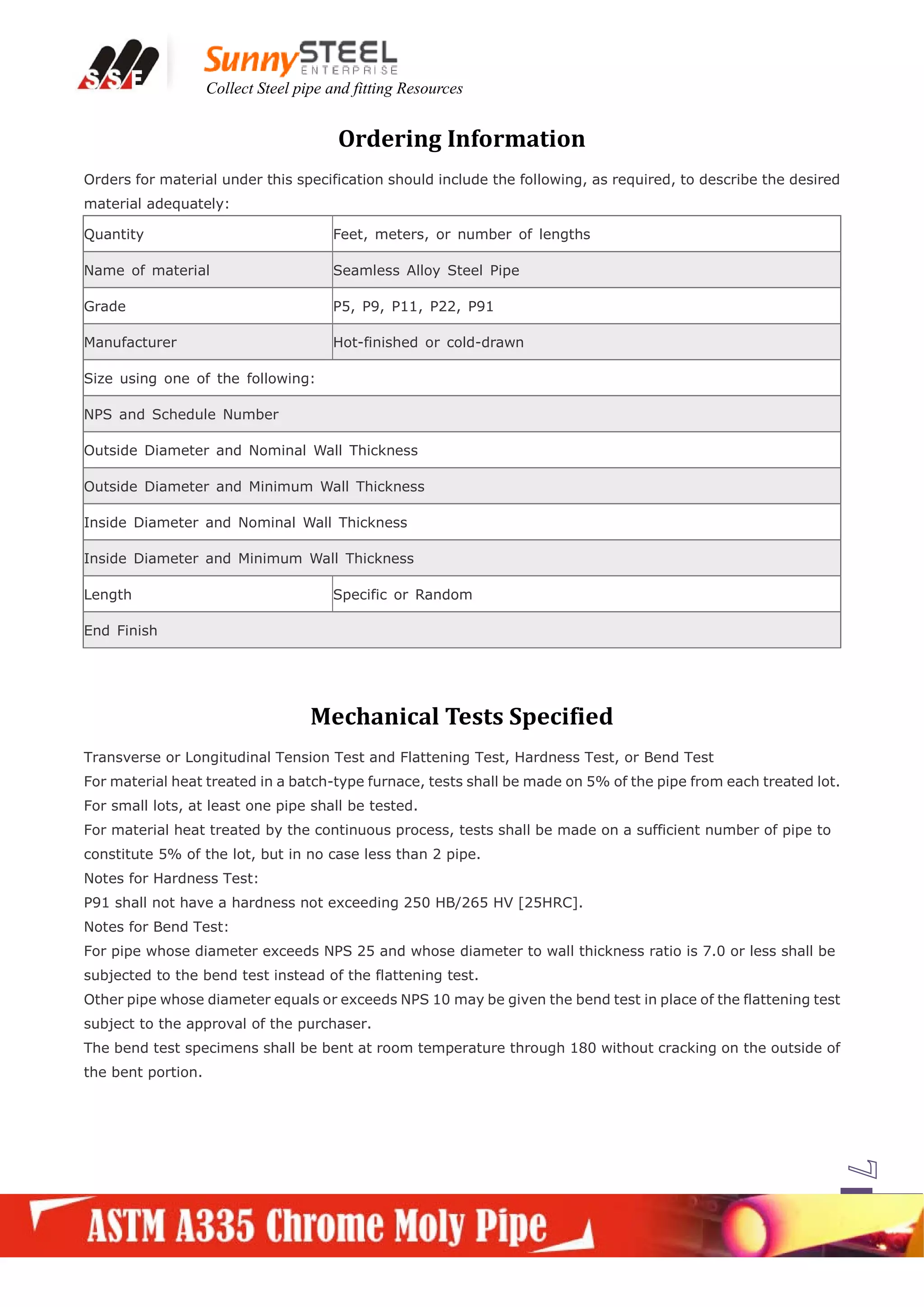 ASTM A335 CHROME MOLY PIPE | PDF