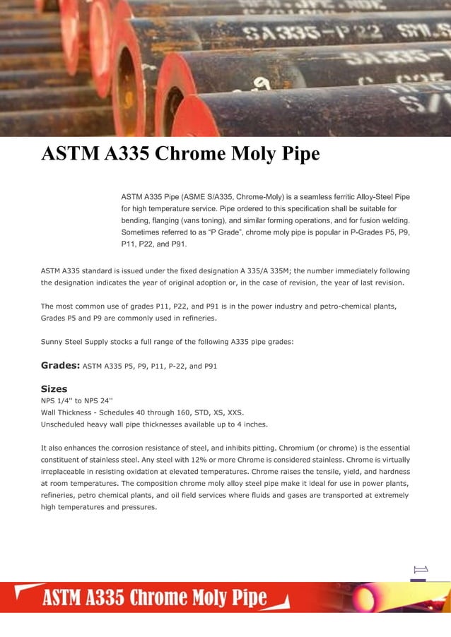 ASTM A335 CHROME MOLY PIPE | PDF