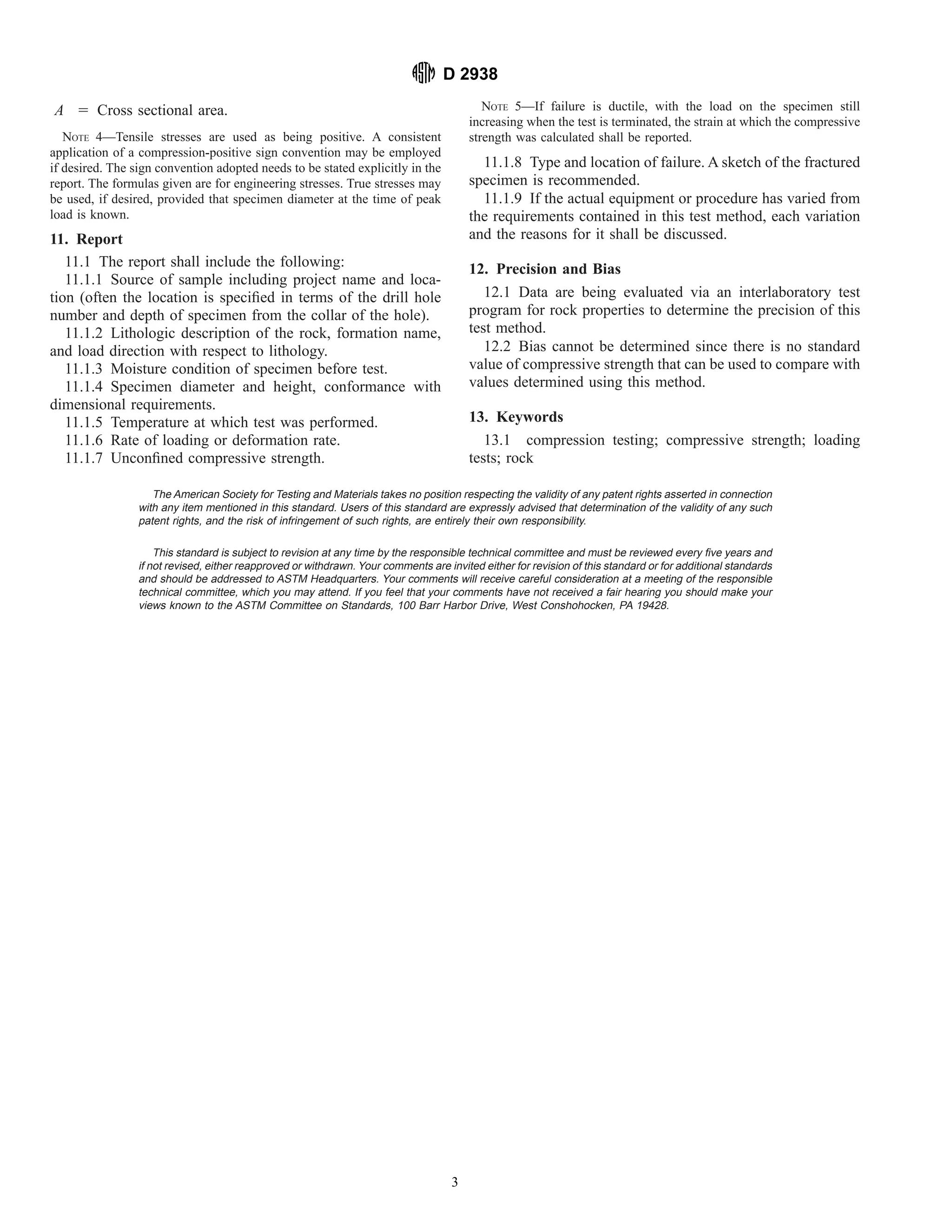 Astm d2938 unconfined compressive strength | PDF