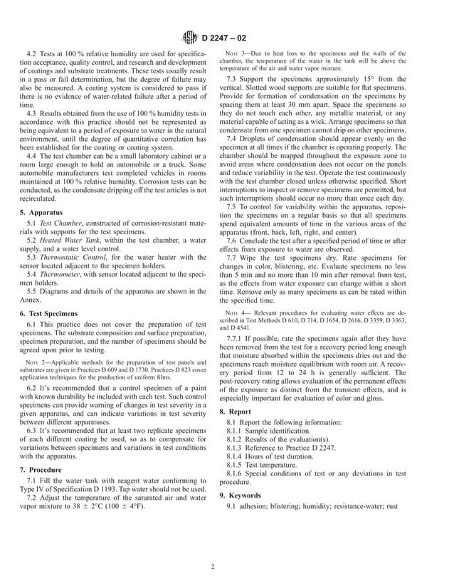 ASTM 2247 Testing Water Resistance of Coatings in 100 % Relative ...