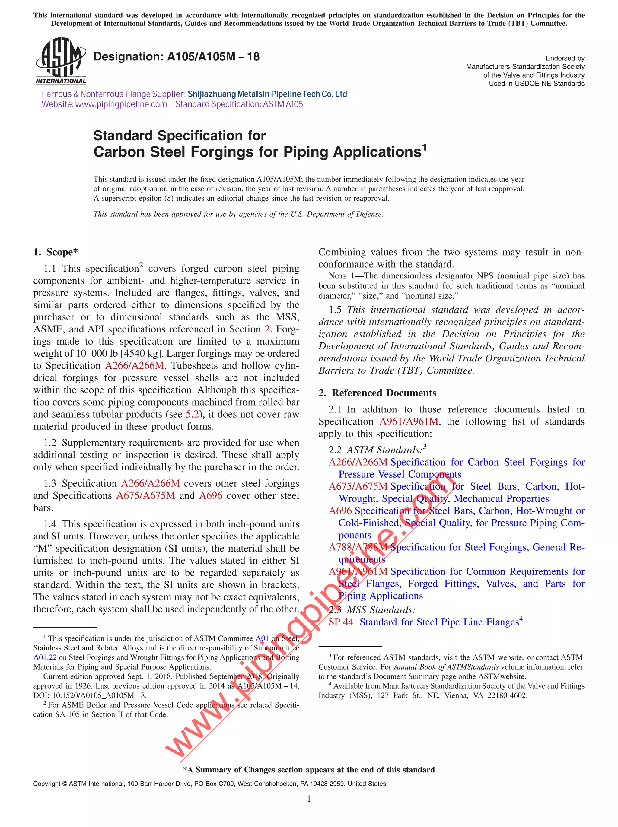 ASTM A105 material standard | PDF