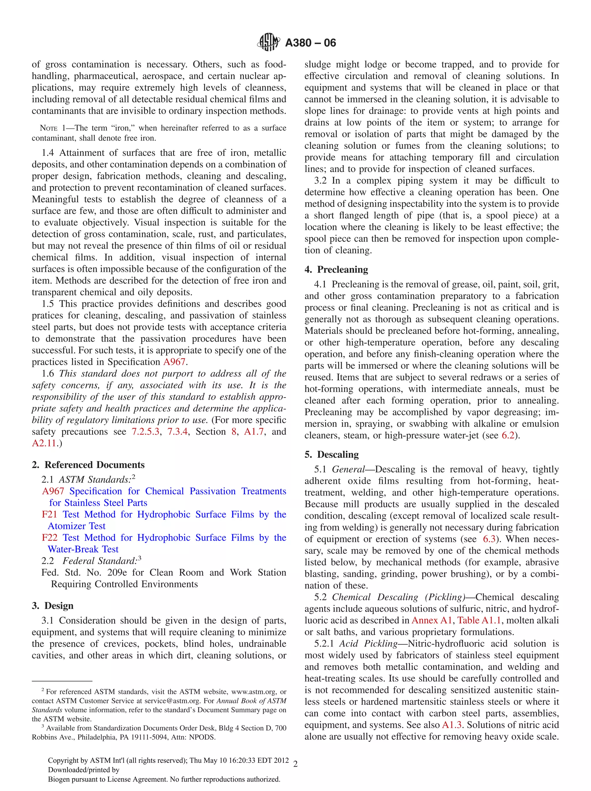 Astm a380 ss pickling_passivation | PDF