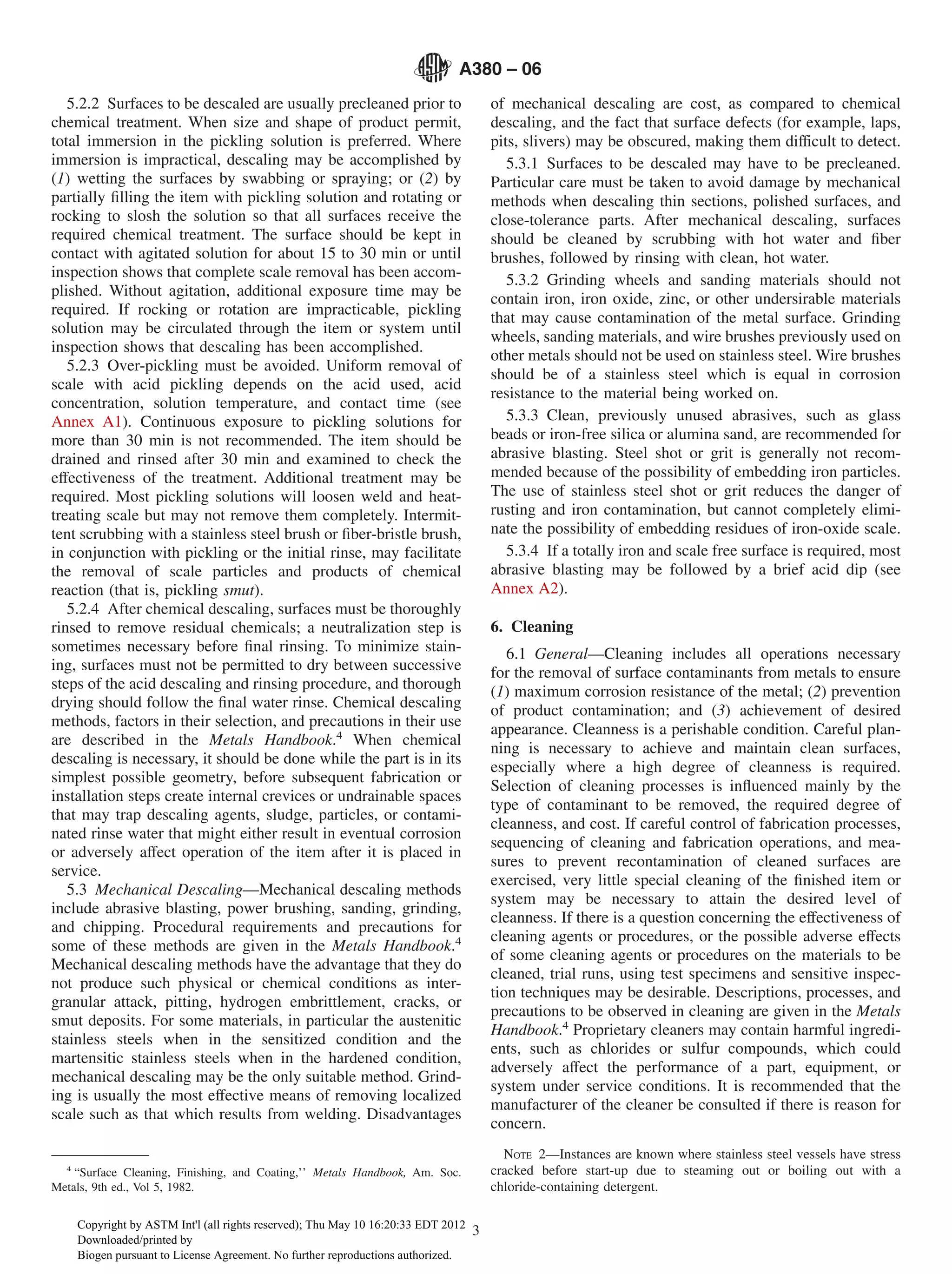 Astm a380 ss pickling_passivation | PDF