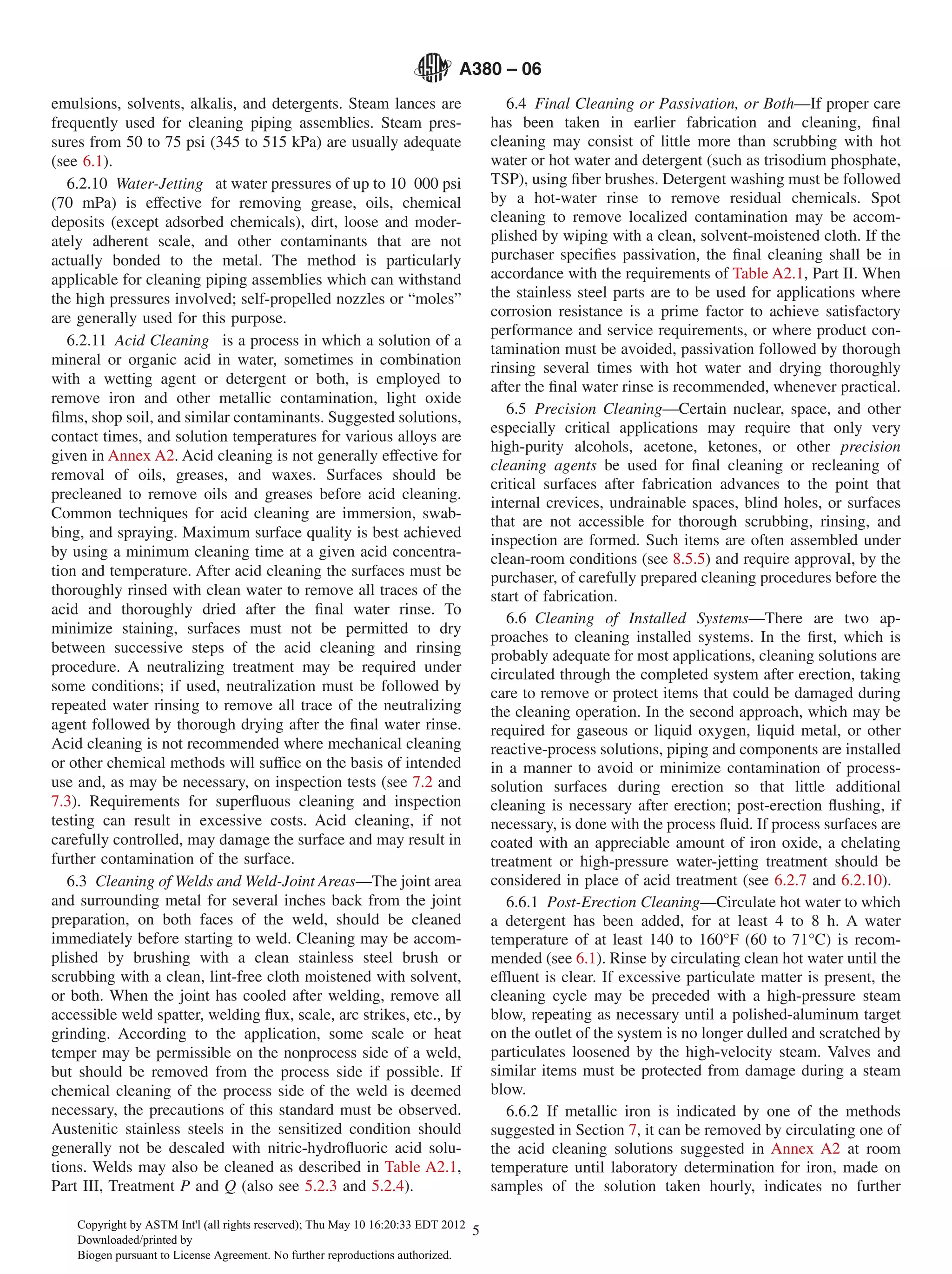 Astm a380 ss pickling_passivation | PDF