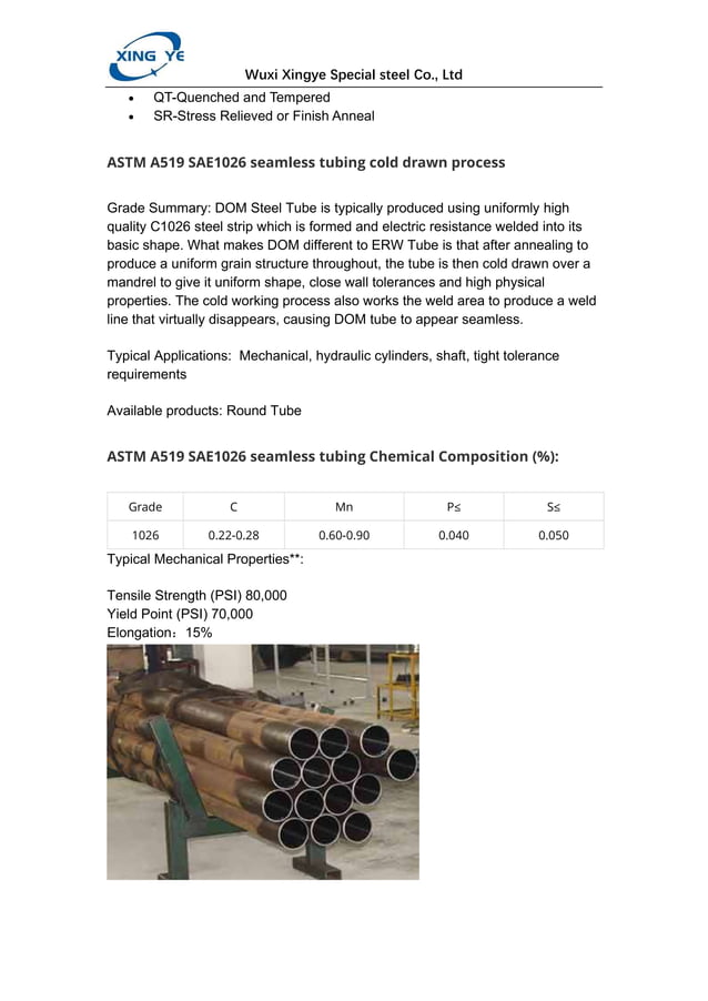 Astm a519 grade 1026 c1026 carbon steel mechanical tubing | PDF | Business | Business and Finance