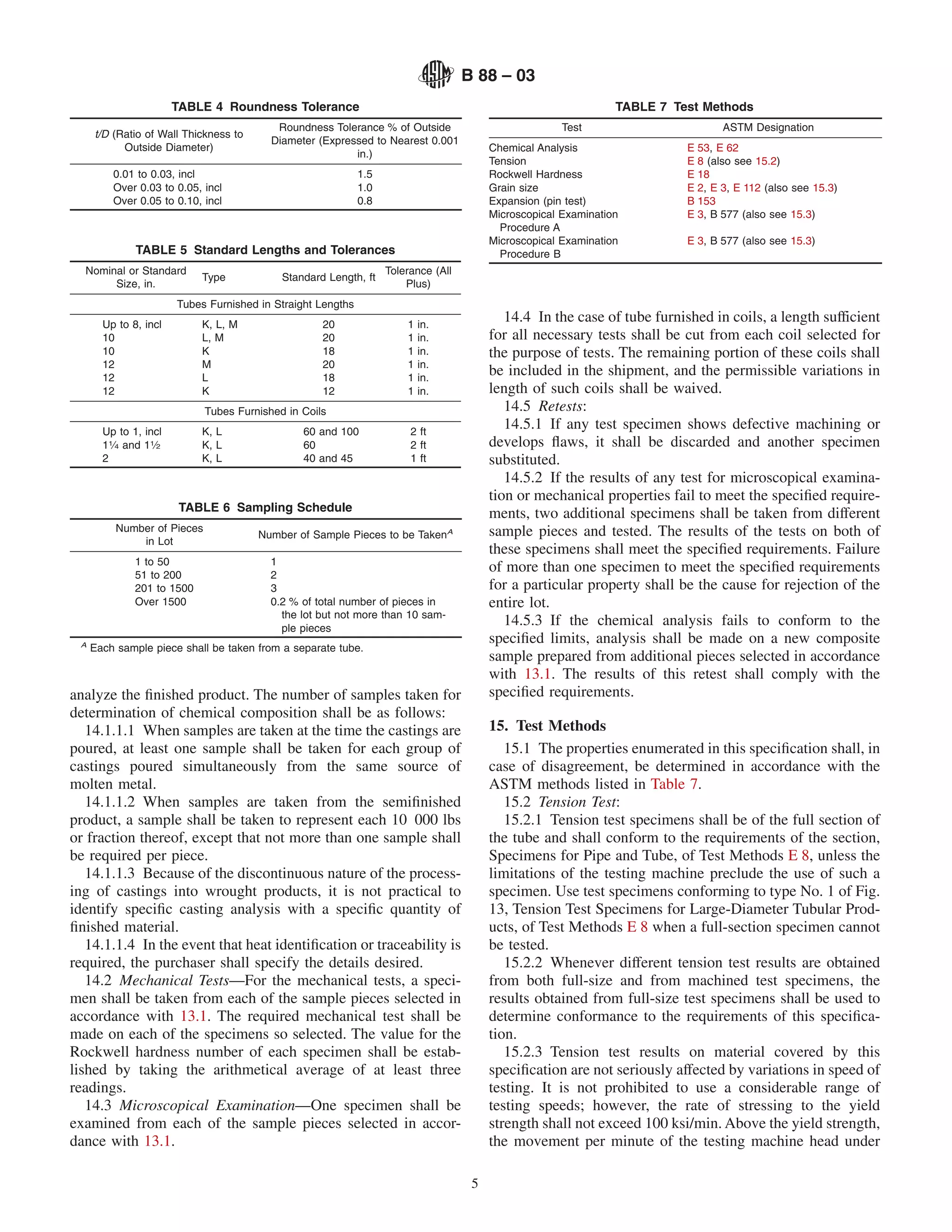 Astm b 88-03 | PDF