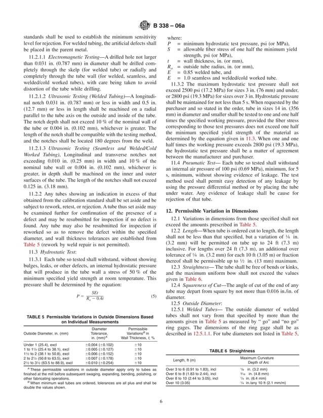 Astm b 338 06a titanium seamless tubes for heat exchangers | PDF
