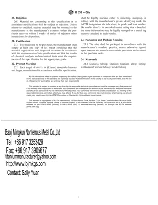 Astm b 338 06a titanium seamless tubes for heat exchangers | PDF