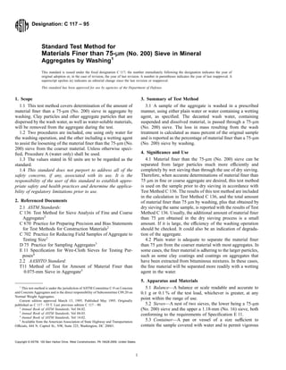 Astm c117 stm_materials_finer_than_75mm_no.200_sieve_in_mine | PDF