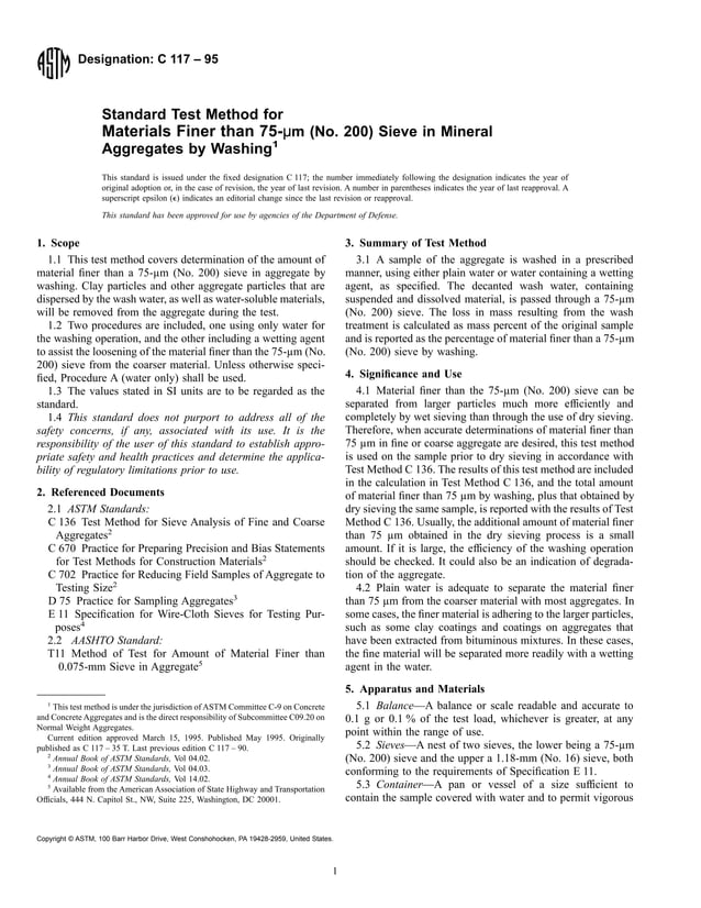 Astm c117 stm_materials_finer_than_75mm_no.200_sieve_in_mine | PDF ...