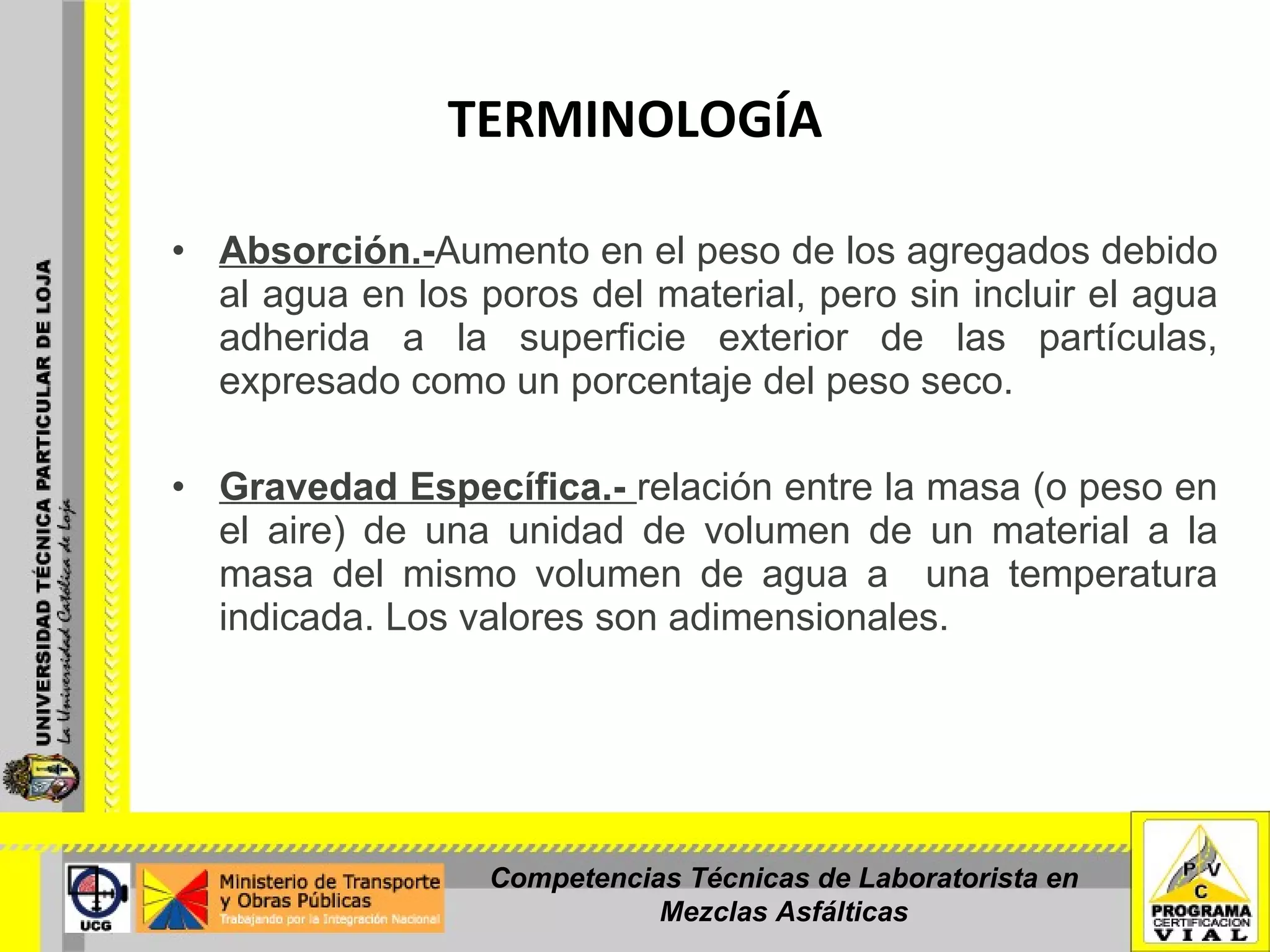 GRAVEDAD ESPECÍFICA Y ABSORCIÓN DE AGREGADO GRUESO | PPT
