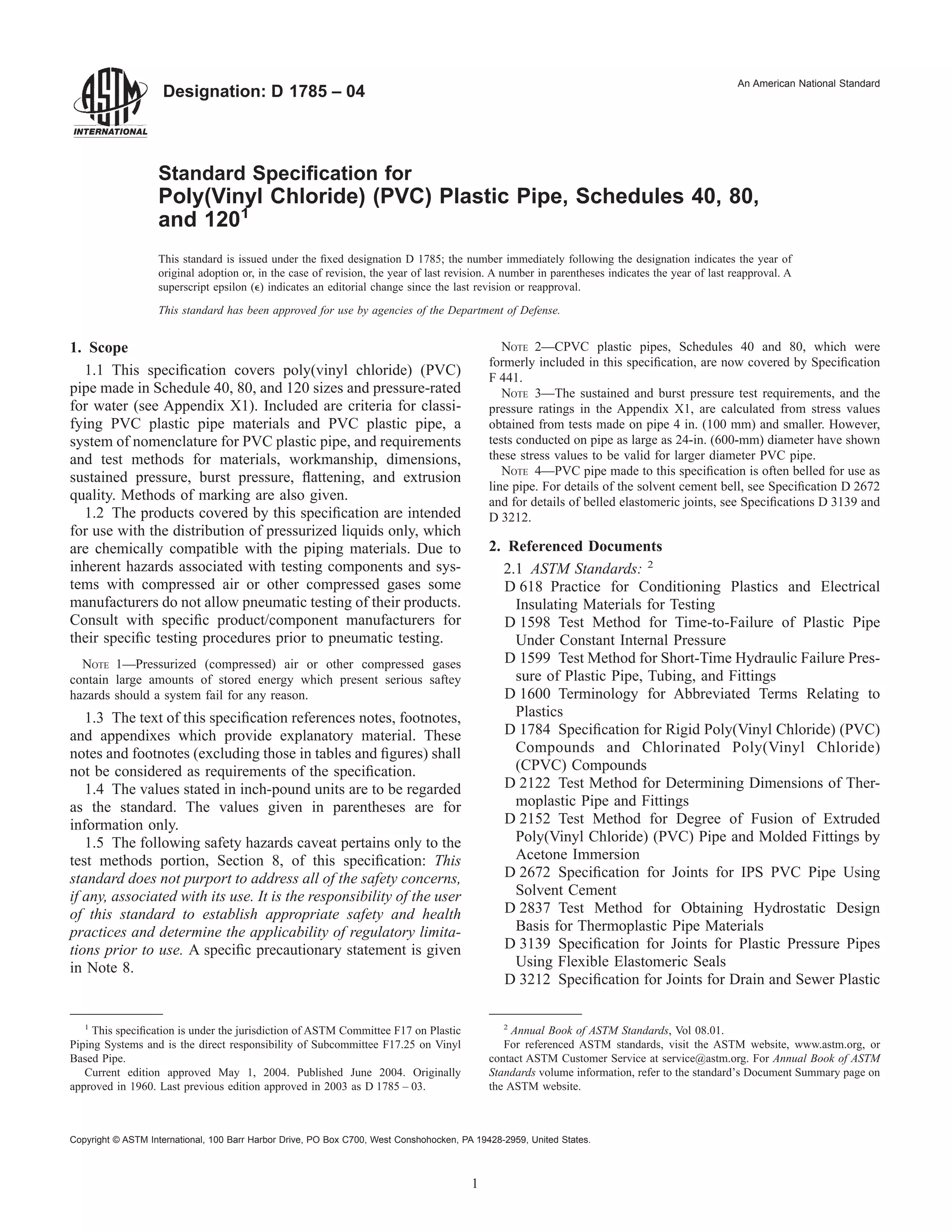 Astm d1785 | PDF