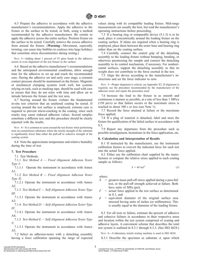 Astm d4541 standard pull off test for coatings | PDF | Physics | Science