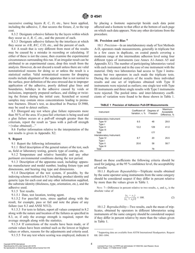 Astm d4541 standard pull off test for coatings | PDF | Physics | Science