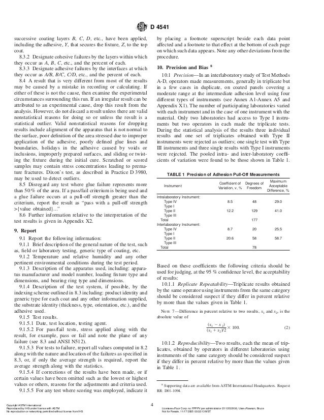 Astm d4541 standard pull off test for coatings