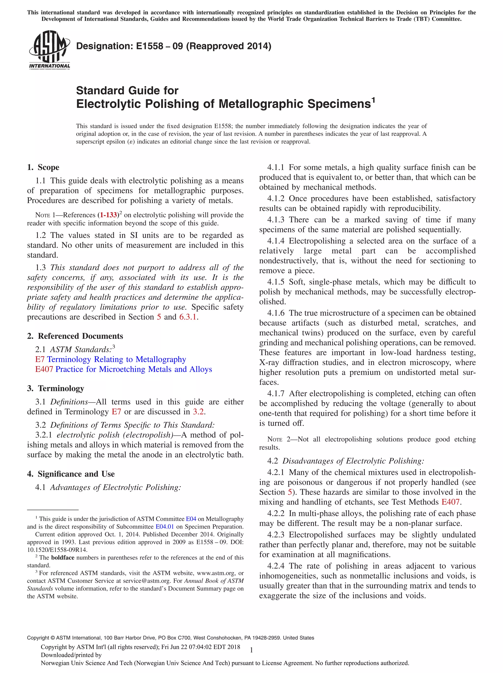 ASTM E1558, Standard Guide for Electrolytic Polishing of Metallographic Specimens.pdf