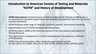 ASTM International's Introduction, Histroy of development and ASTM A-53 ...