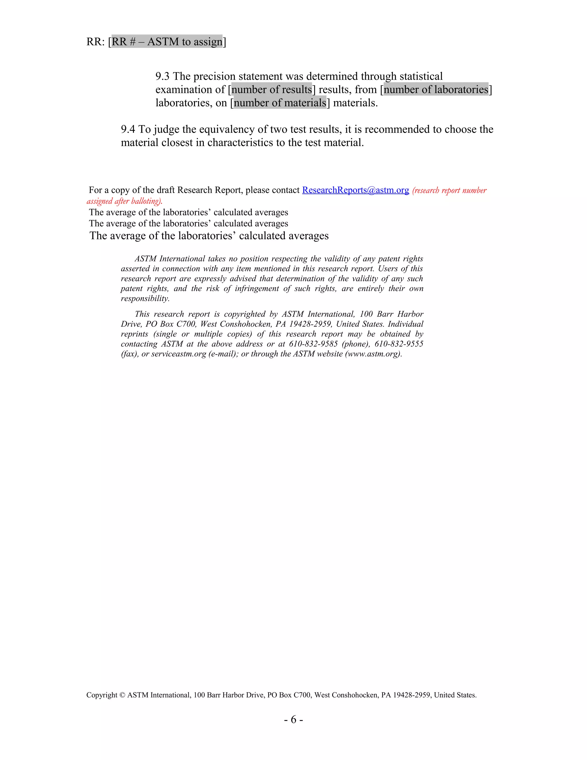 Astm research report_template | DOC