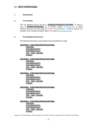 Astm research report_template | DOC | Chemistry | Science