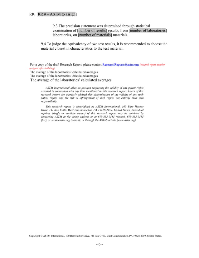 Astm research report_template | DOC | Chemistry | Science