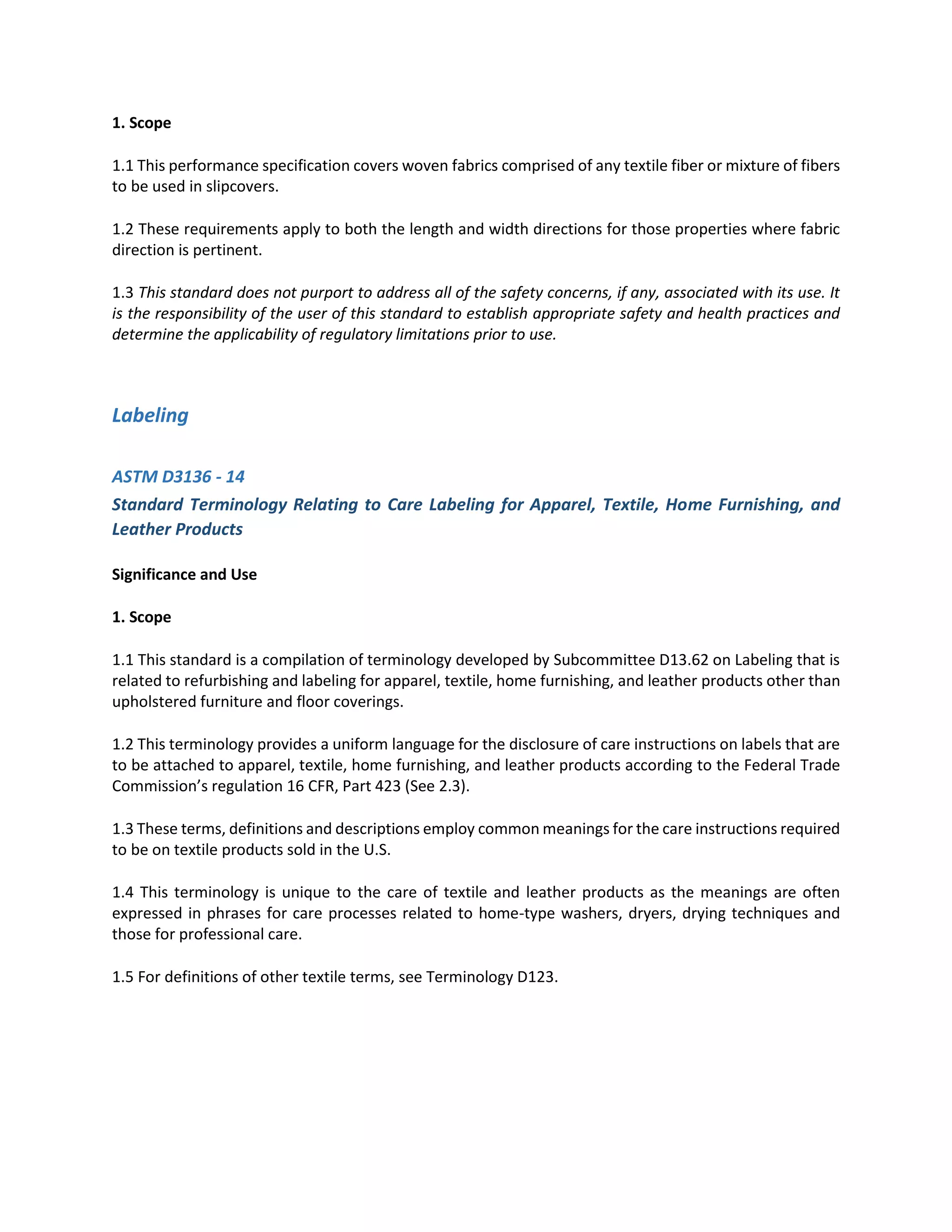 Astm standard on apparel (Source Copy) | DOCX