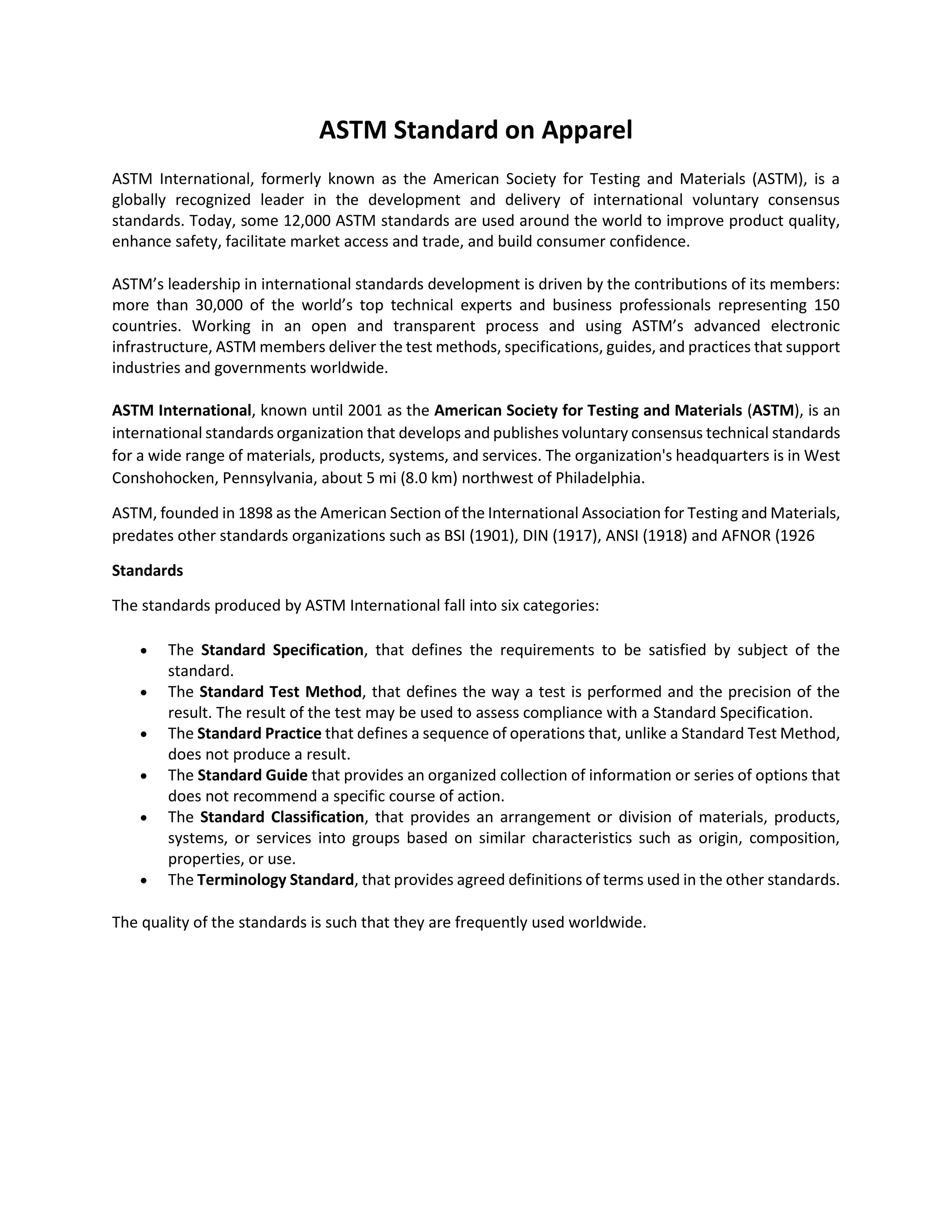 Astm standard on apparel (Source Copy) | PDF