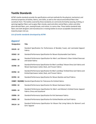 Astm standard on apparel (Source Copy) | DOCX