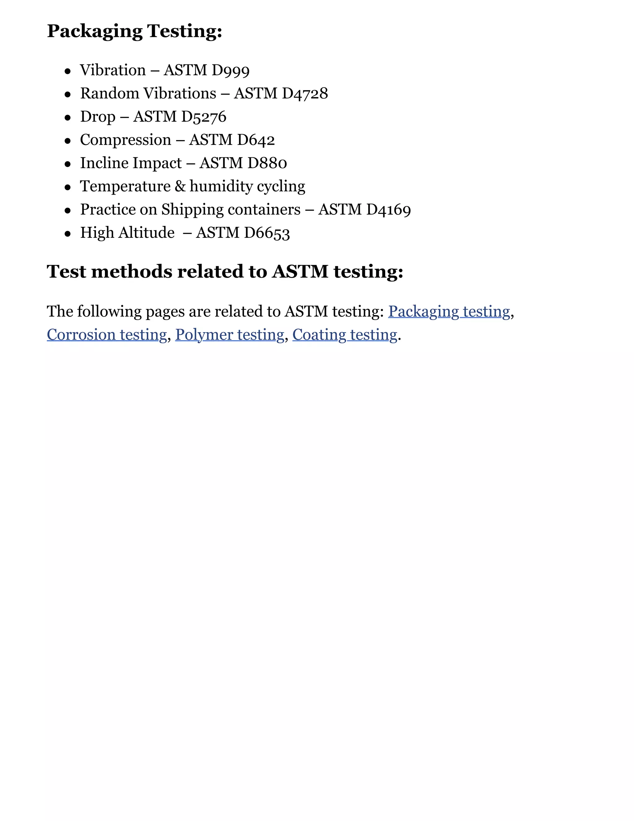 ASTM testing and other material testing services available at Micom | PDF