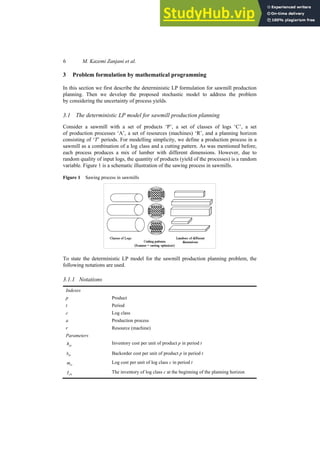 A Stochastic Programming Approach For Sawmill Production Planning | PDF