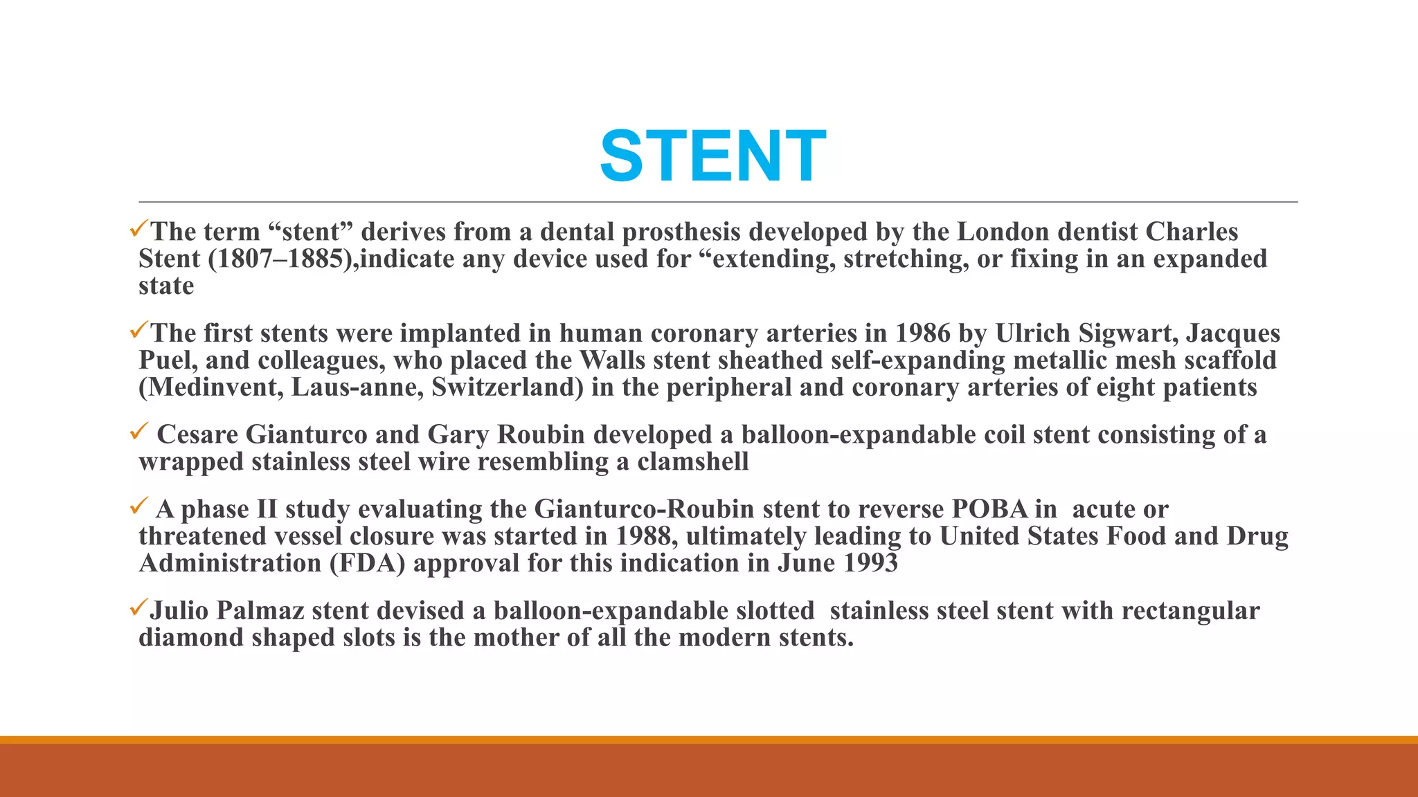 The story of coronary stent | PPTX