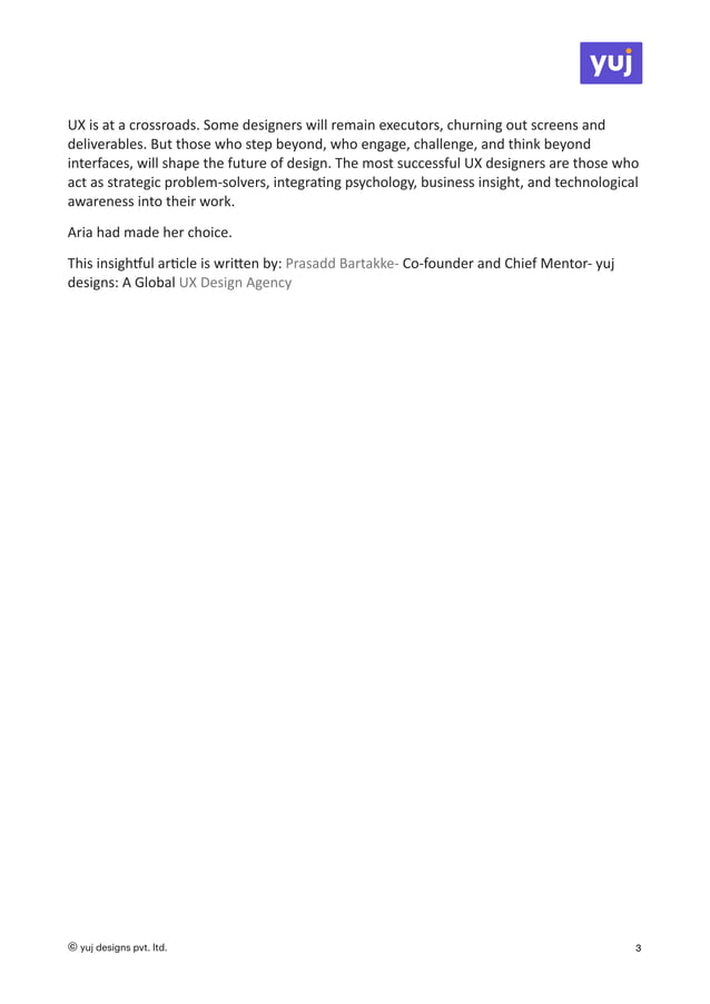 A Story of Lost Impact- yuj a global ux design agency | PDF