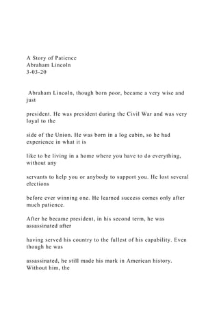 A Story of Patience Abraham Lincoln .docx