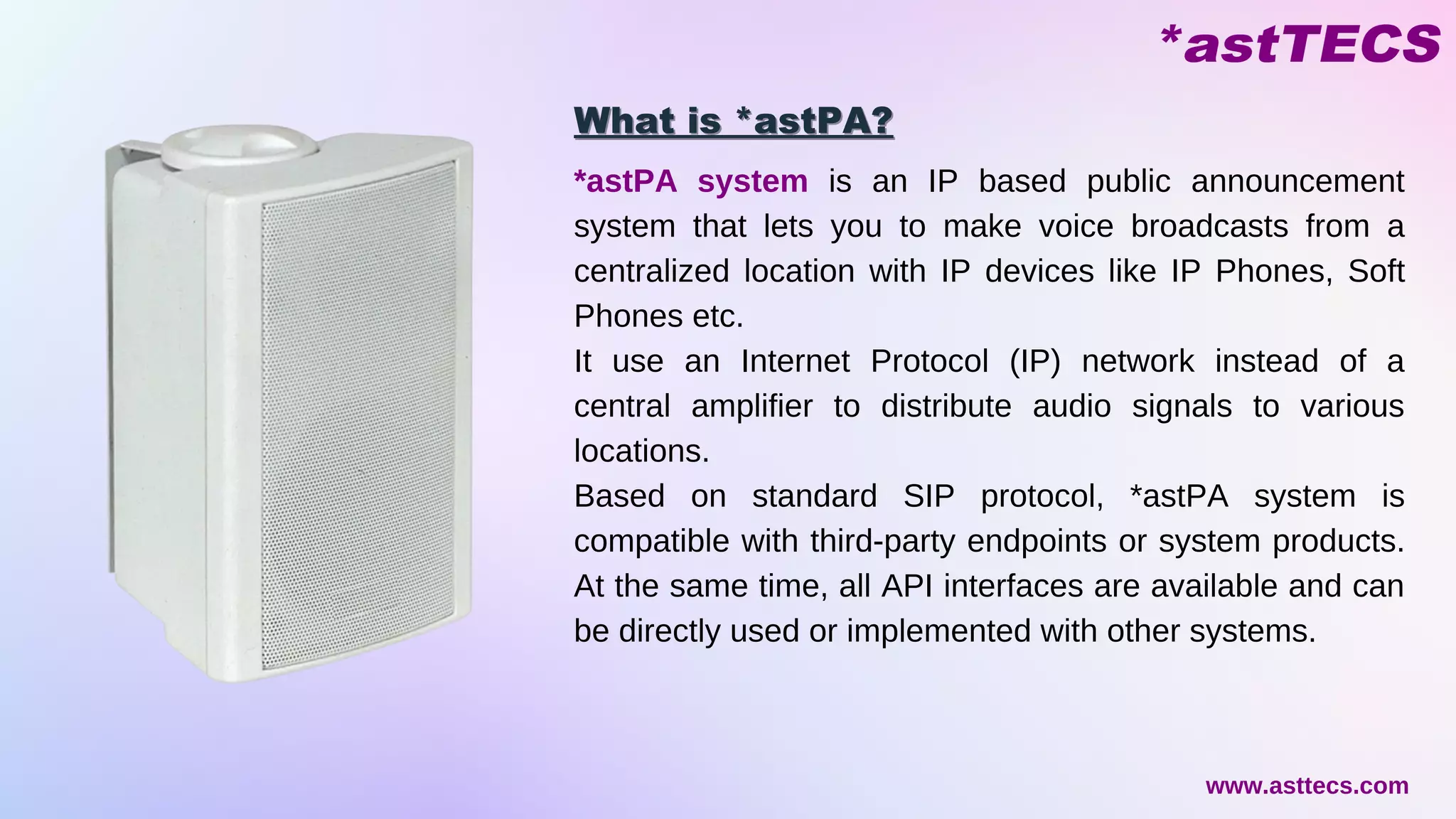 Public Announcement System Supplier | Best PA system dealer | *astTECS | PDF