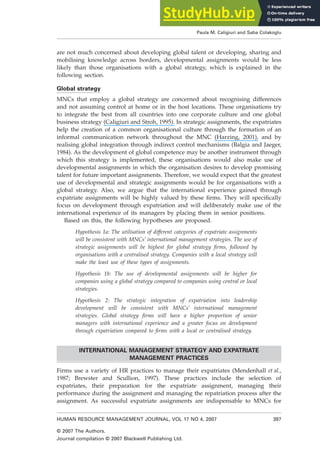 A Strategic Contingency Approach To Expatriate Assignment Management | PDF