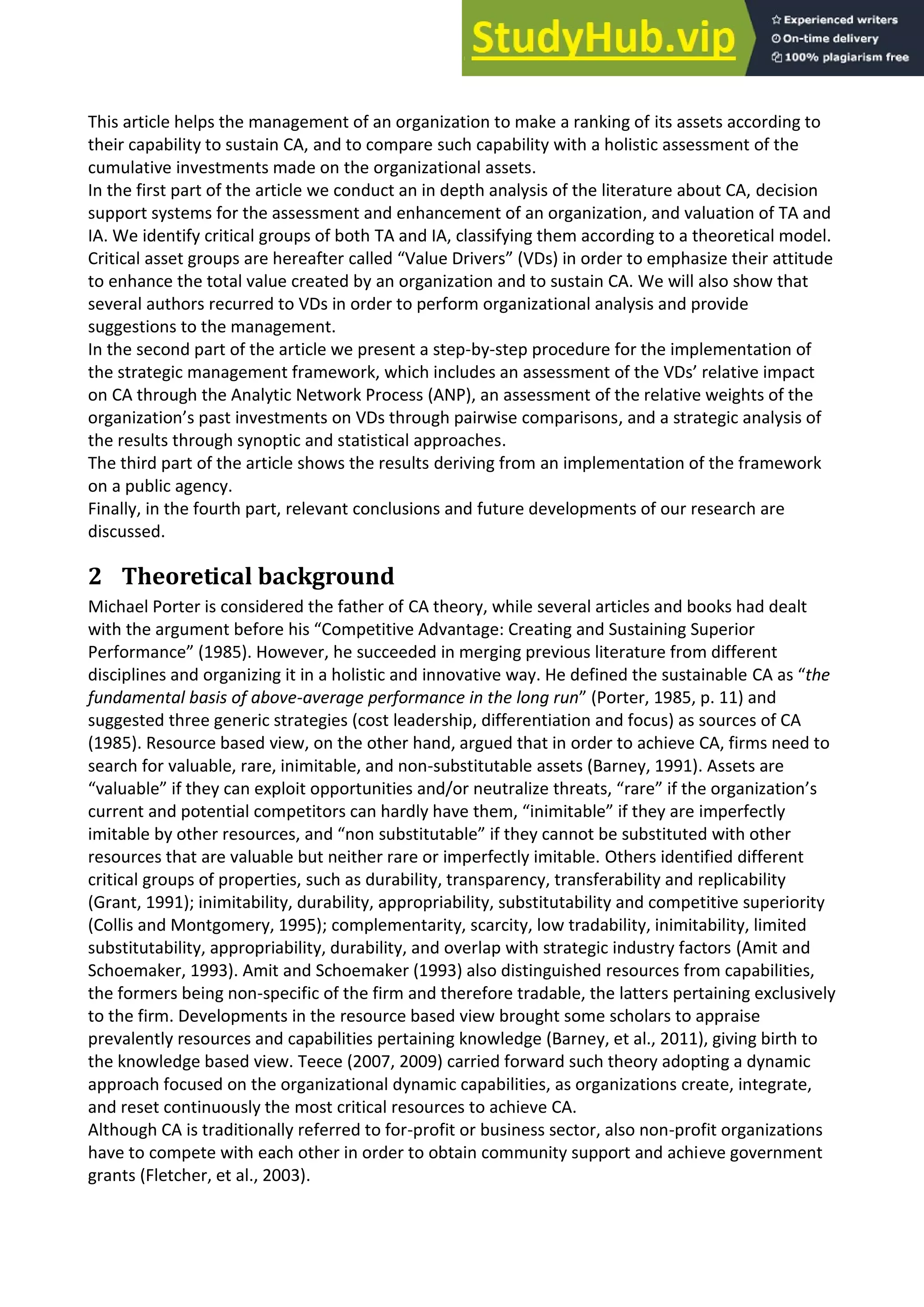 A Strategic Management Framework Of Tangible And Intangible Assets | PDF